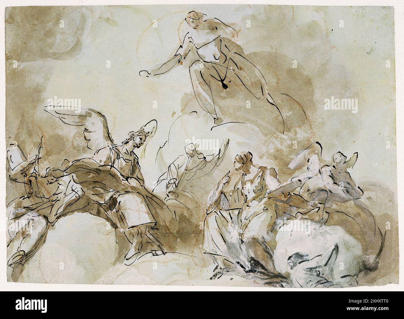 Christ among angels in the clouds Mondo, Domenico 1723 - 1806 Drawing ...