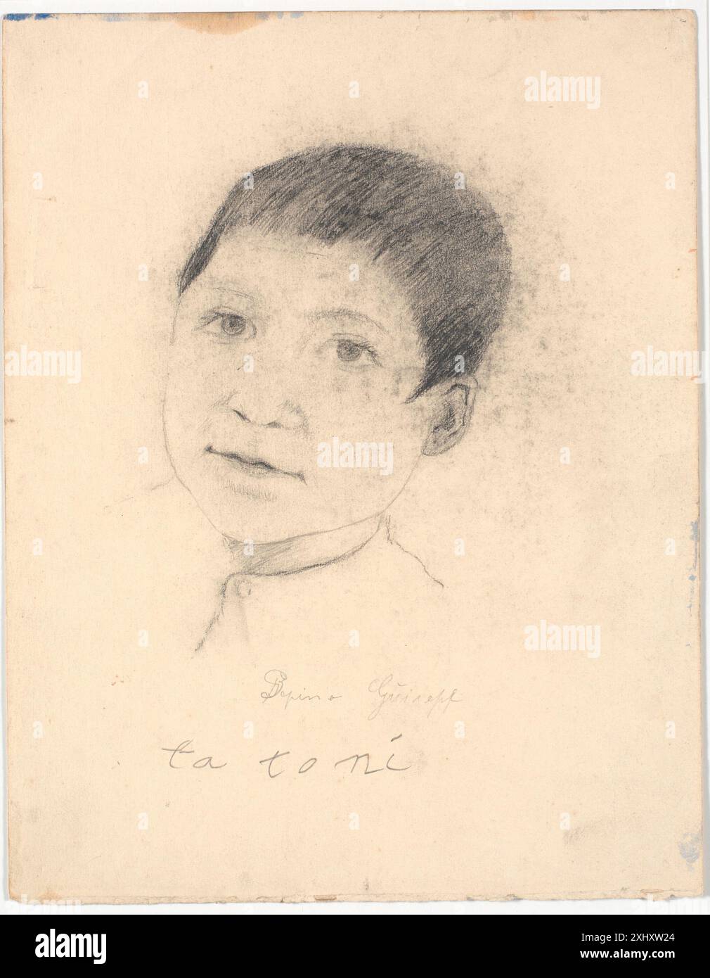 Portrait of Italian Boy Ring, L.A. 1854 - 1933 Drawing Portræt af ...