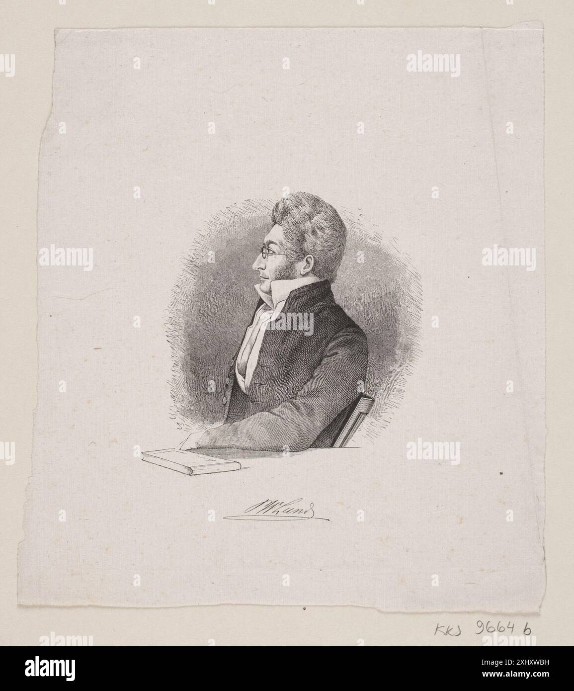 Xylograph depicting Professor P.W. Lund by Carl Poulsen, emphasizing ...