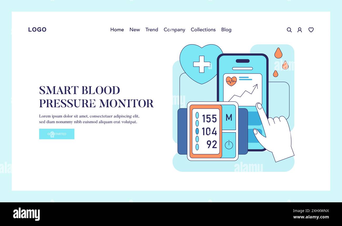 Health monitoring concept. Digital blood pressure measurement interface ...