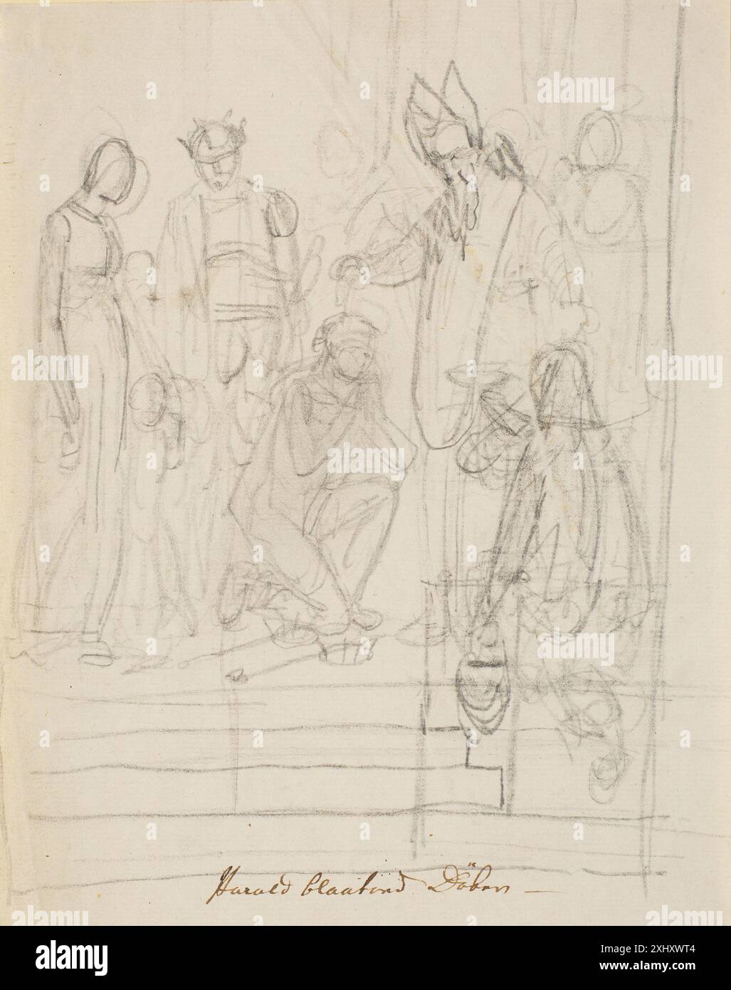 Nicolai Abildgaard's drawing depicts the baptism of Harald Blåtand ...