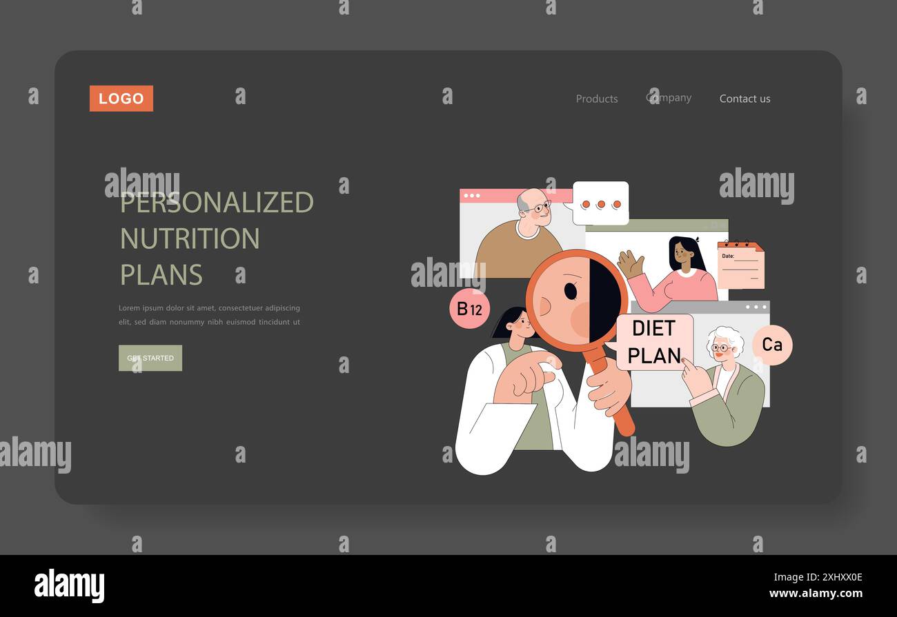 Personalized Nutrition Plans concept. An illustration of dieticians ...