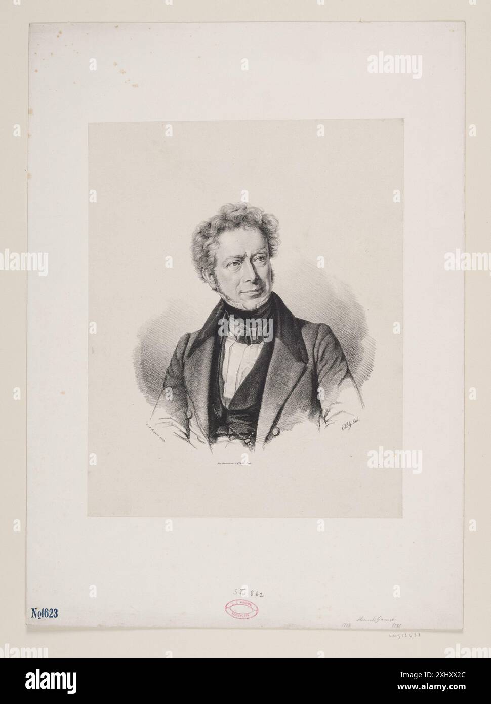 Lithograph by Emil Ditlev Bærentzen depicting Henrik Gamst, showing ...