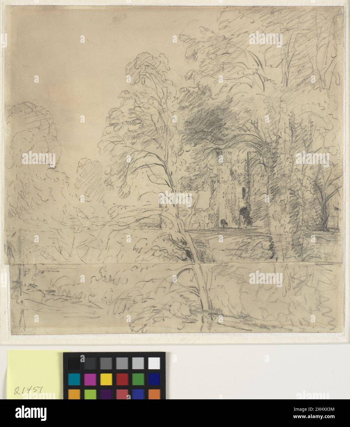 Cowdray Castle, seen between trees Constable, John 1776 - 1837 Drawing ...