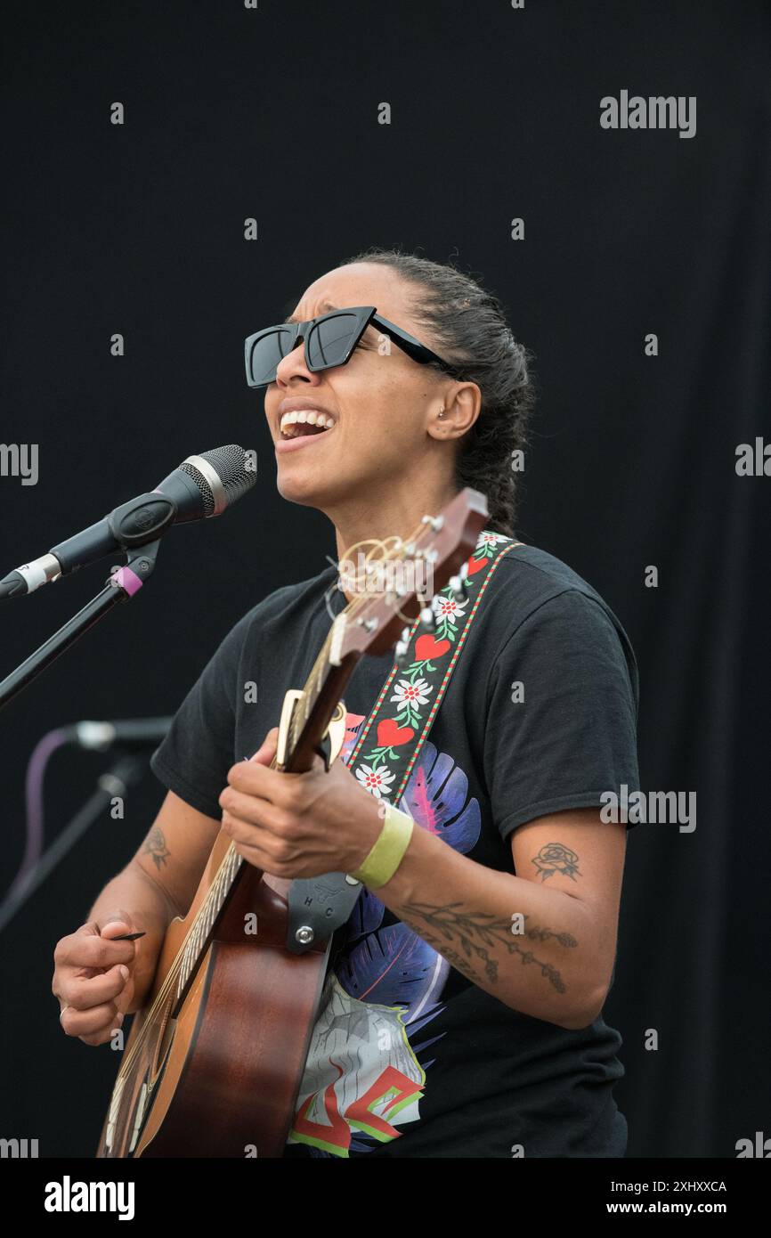 American singer songwriter Lizzie No playing live on stage at the 2024 ...