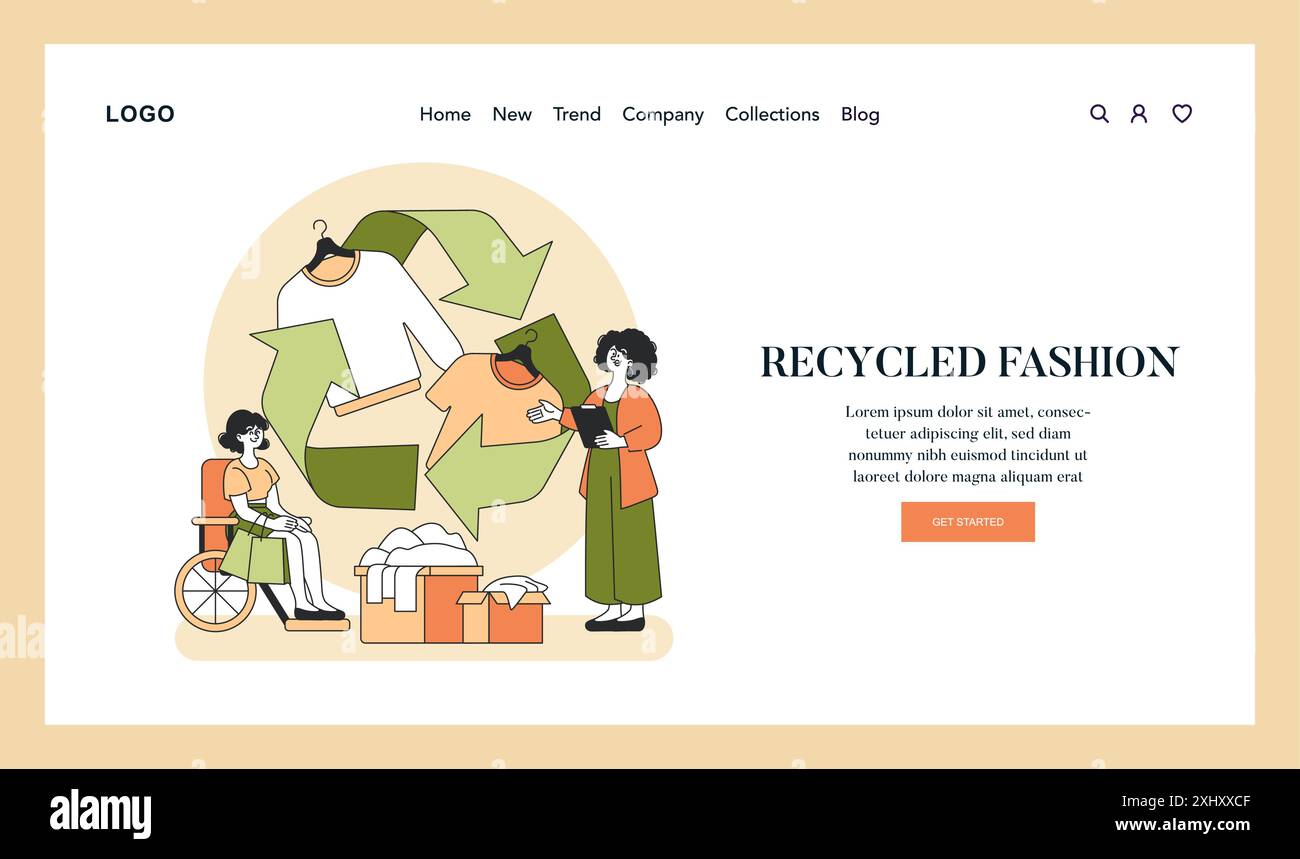 Upcycled Fashion concept. Illustration of individuals engaging in ...