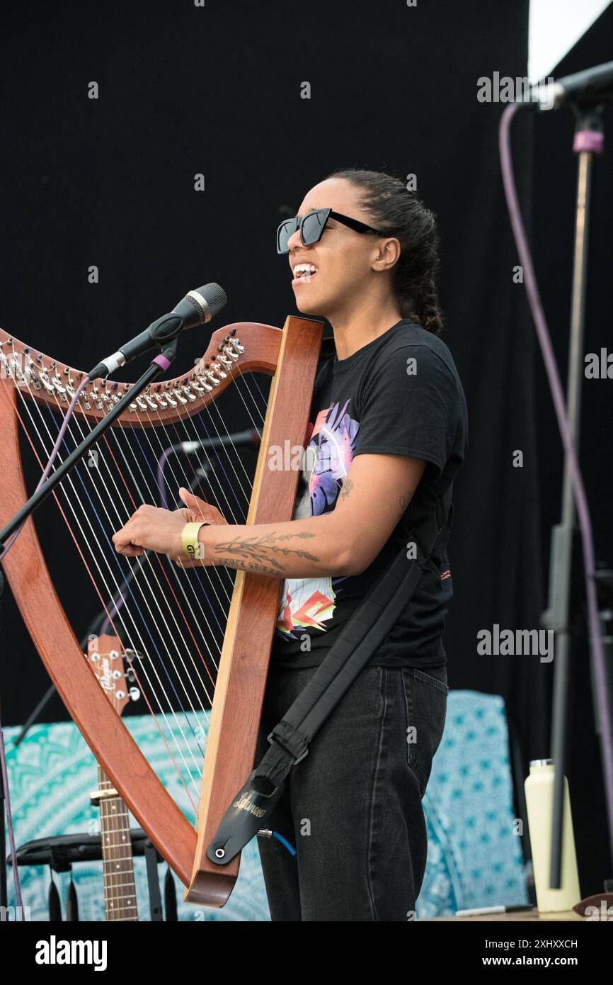 American singer songwriter Lizzie No playing live on stage at the 2024 ...