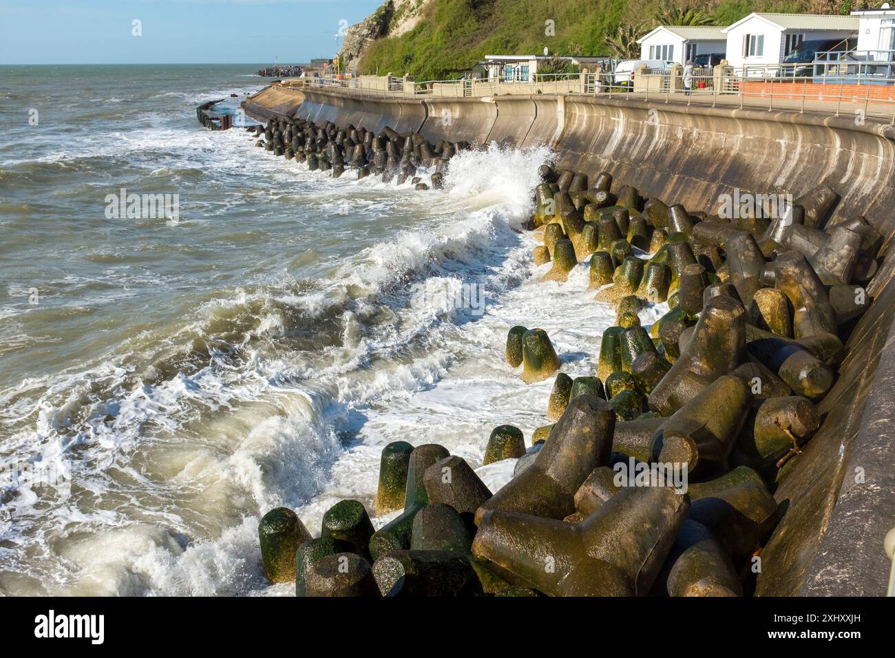 Sea defence along coast, Ventnor, Isle of Wight, UK Stock Photo - Alamy