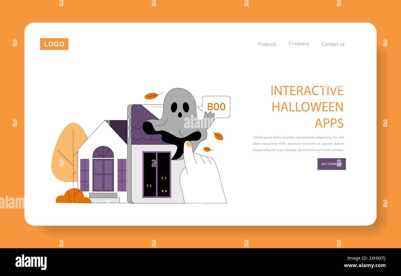 Halloween apps concept. Ghost emerging from a smartphone, inviting ...