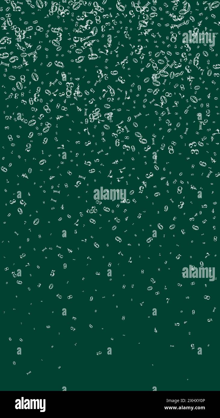 School math notebook cover. White chalk numbers floating in the air ...