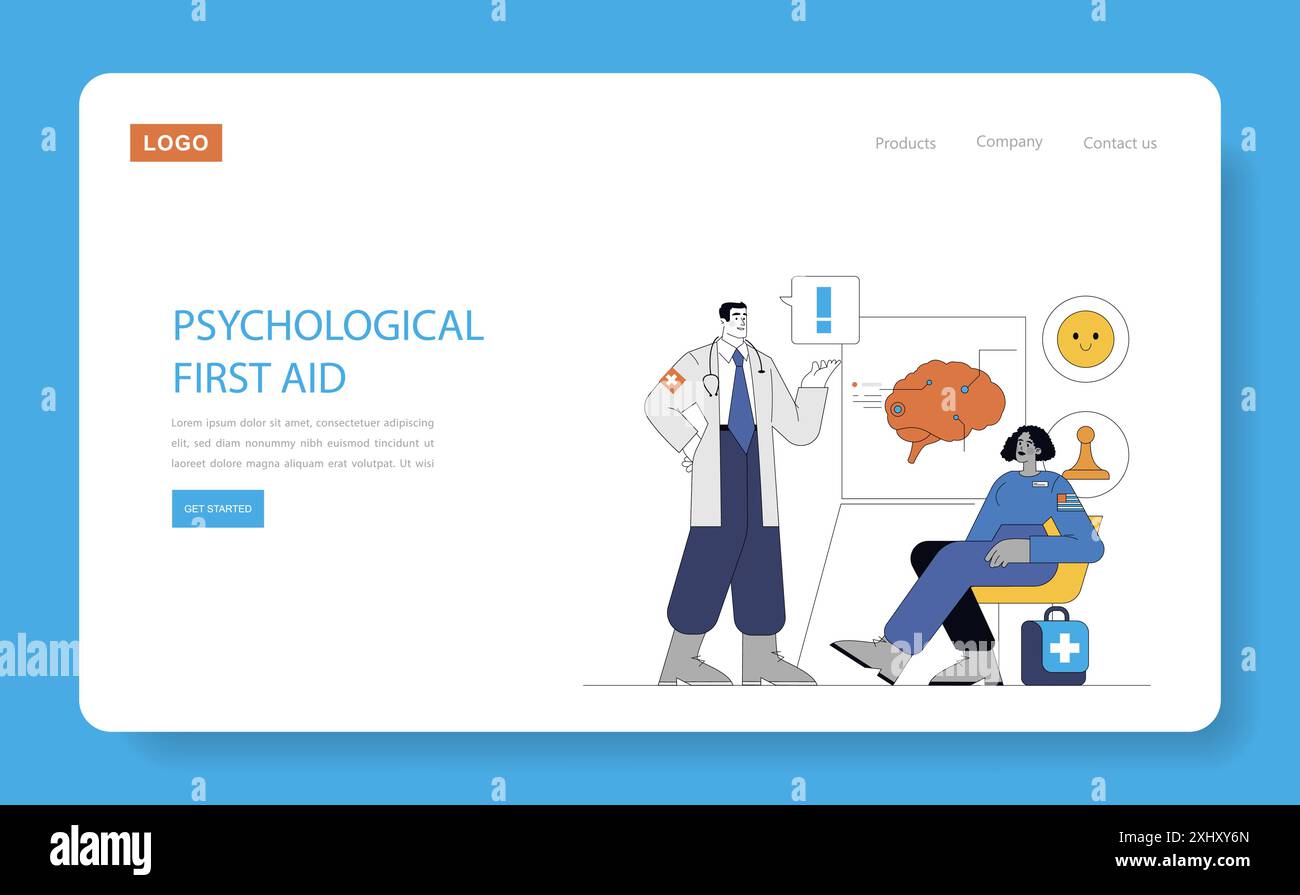 Psychological First Aid concept. Mental health expert aids person in ...