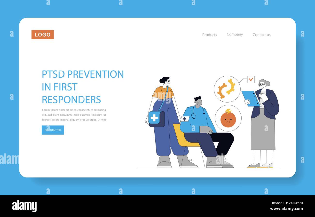 PTSD prevention web page concept. First responders receive ...