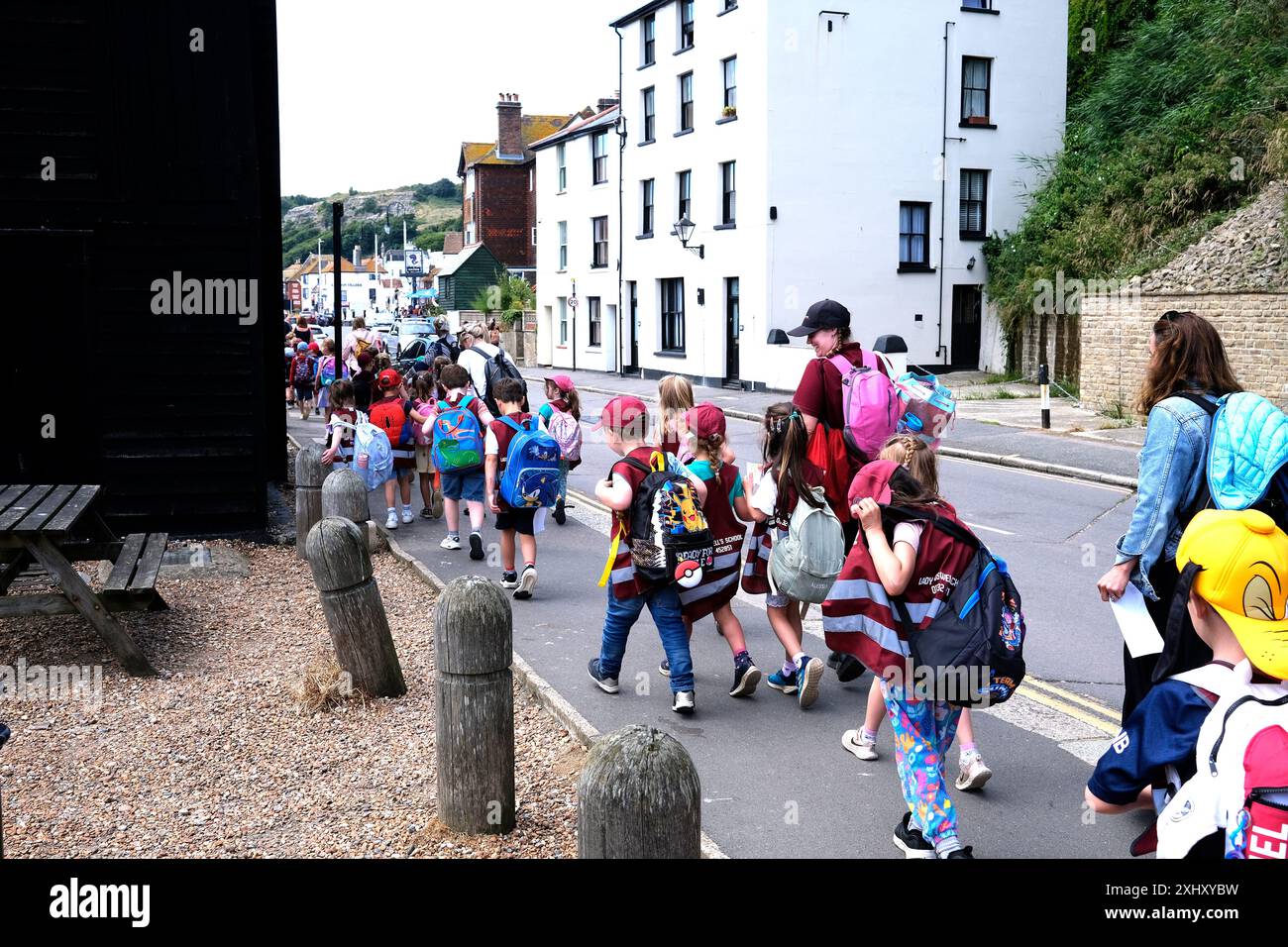 childrens day outing to hastings seaside town,east sussex,uk july 2024 ...