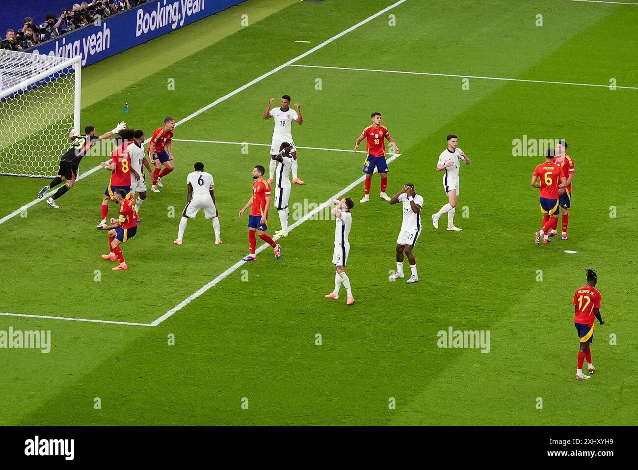 England's Declan Rice and team-mates react after a missed opportunity ...