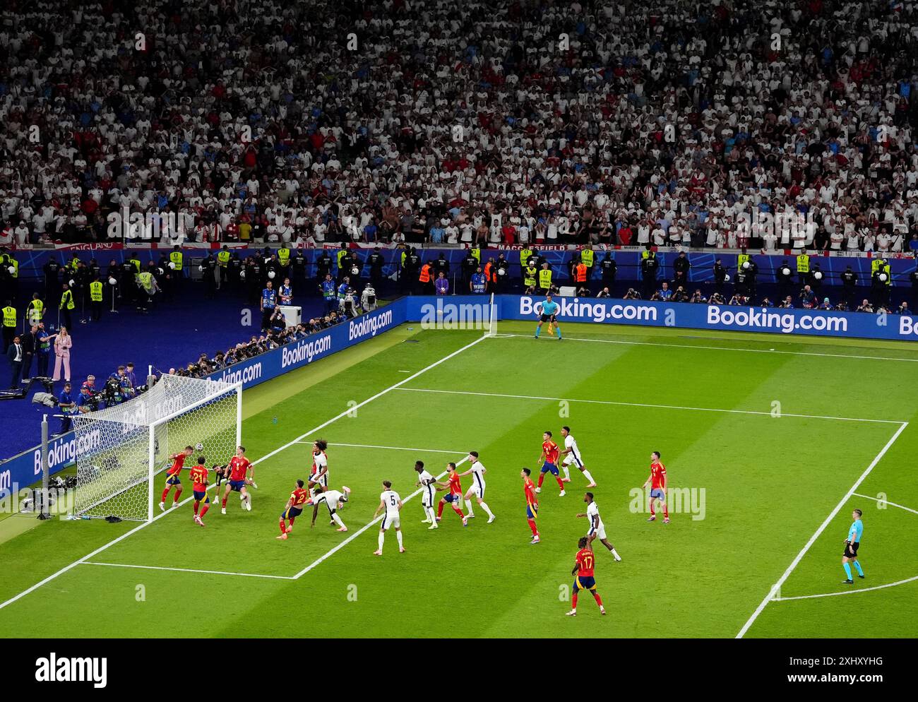Spain's Dani Olmo clears the ball off the goal line after England's ...