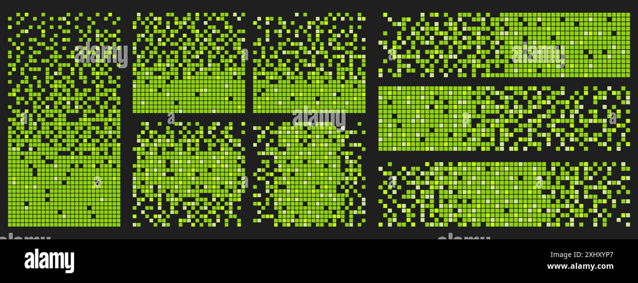 Set of pixel abstract mosaic backgrounds. Scattered dotted pattern ...