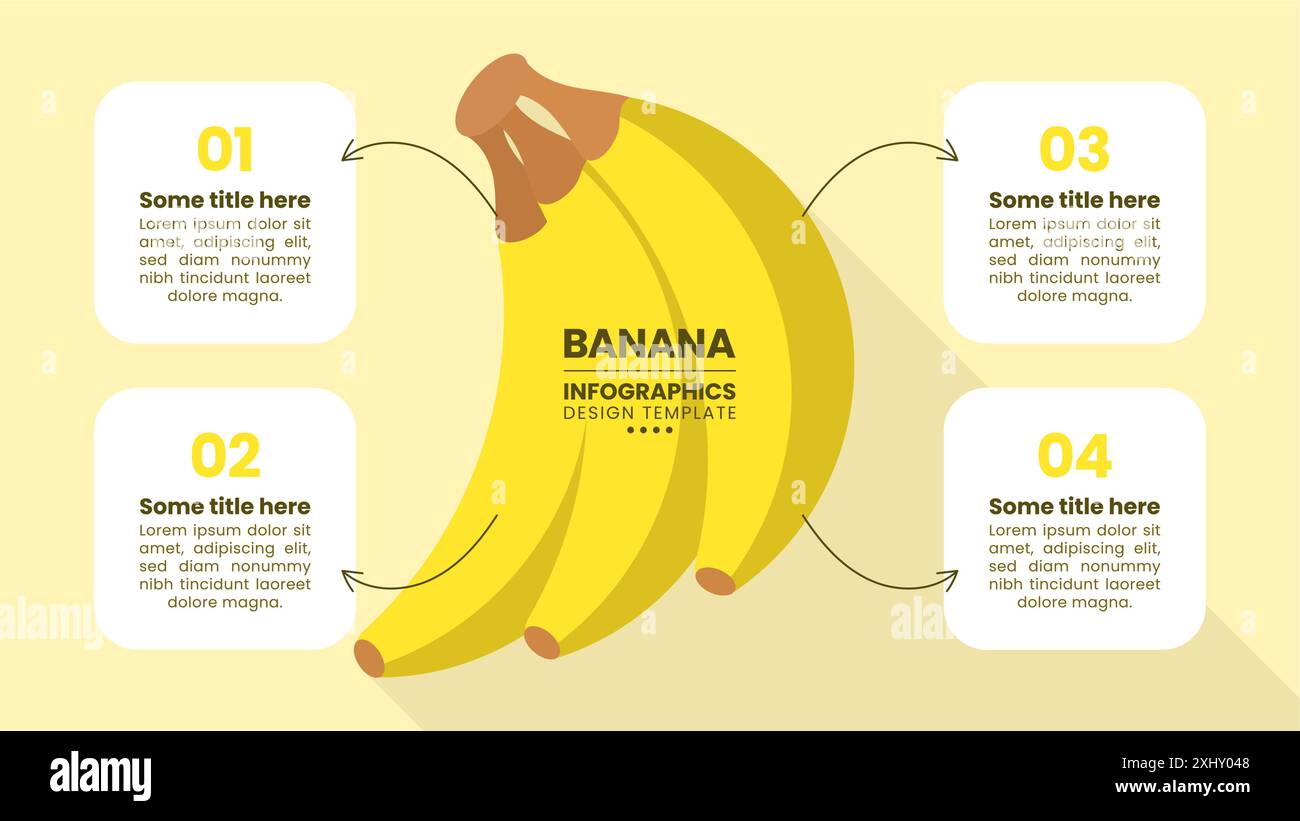 Infographic template with 4 options or steps. Banana. Can be used for ...