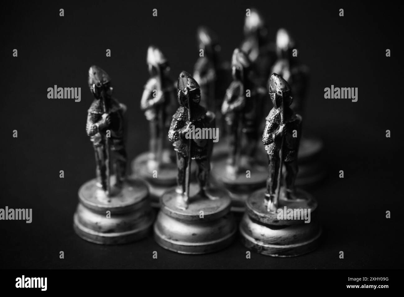 Pewter chess pieces are posed in portrait like images Stock Photo - Alamy