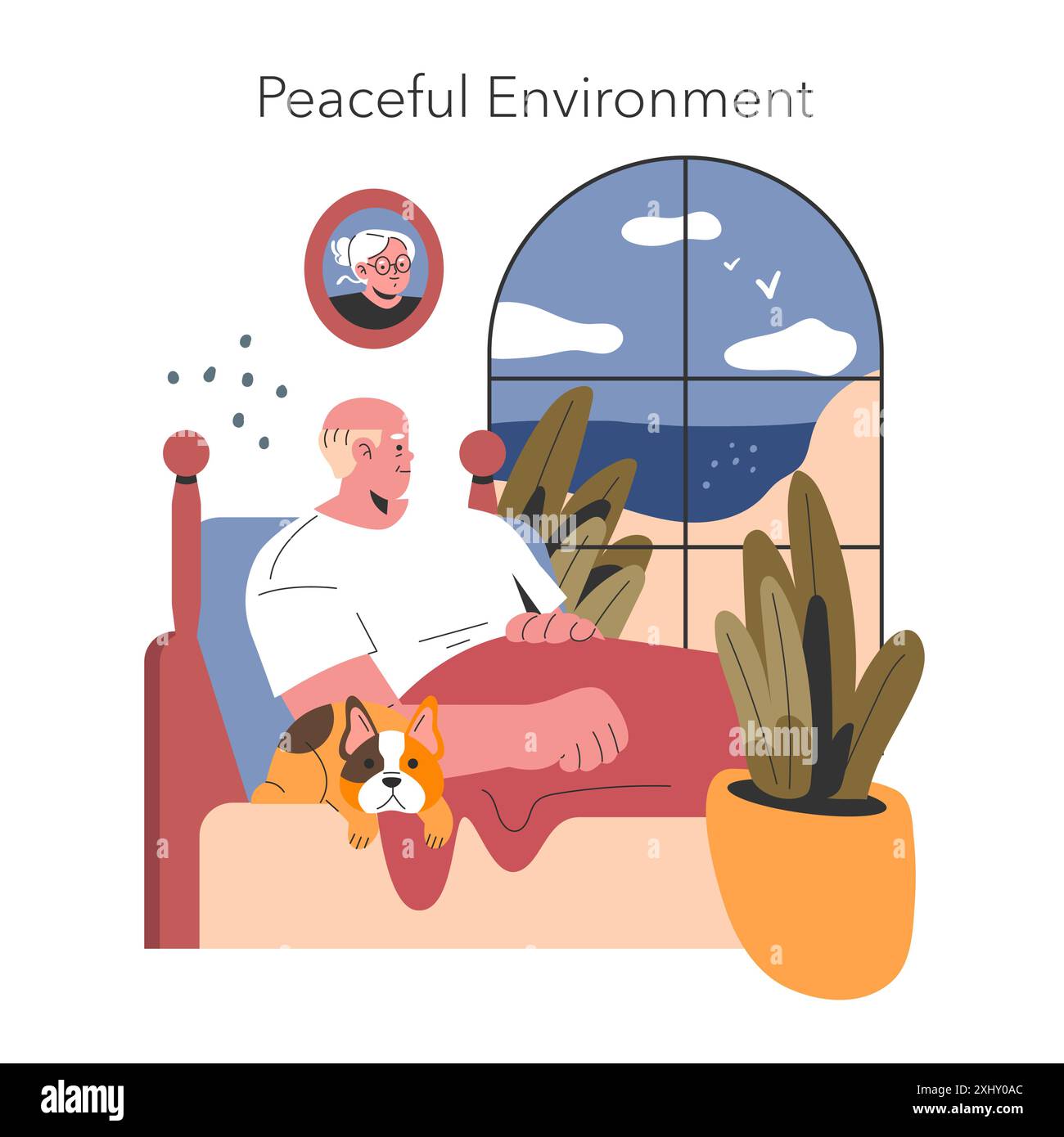 Euthanasia concept. Serene end-of-life care in a home setting, with ...