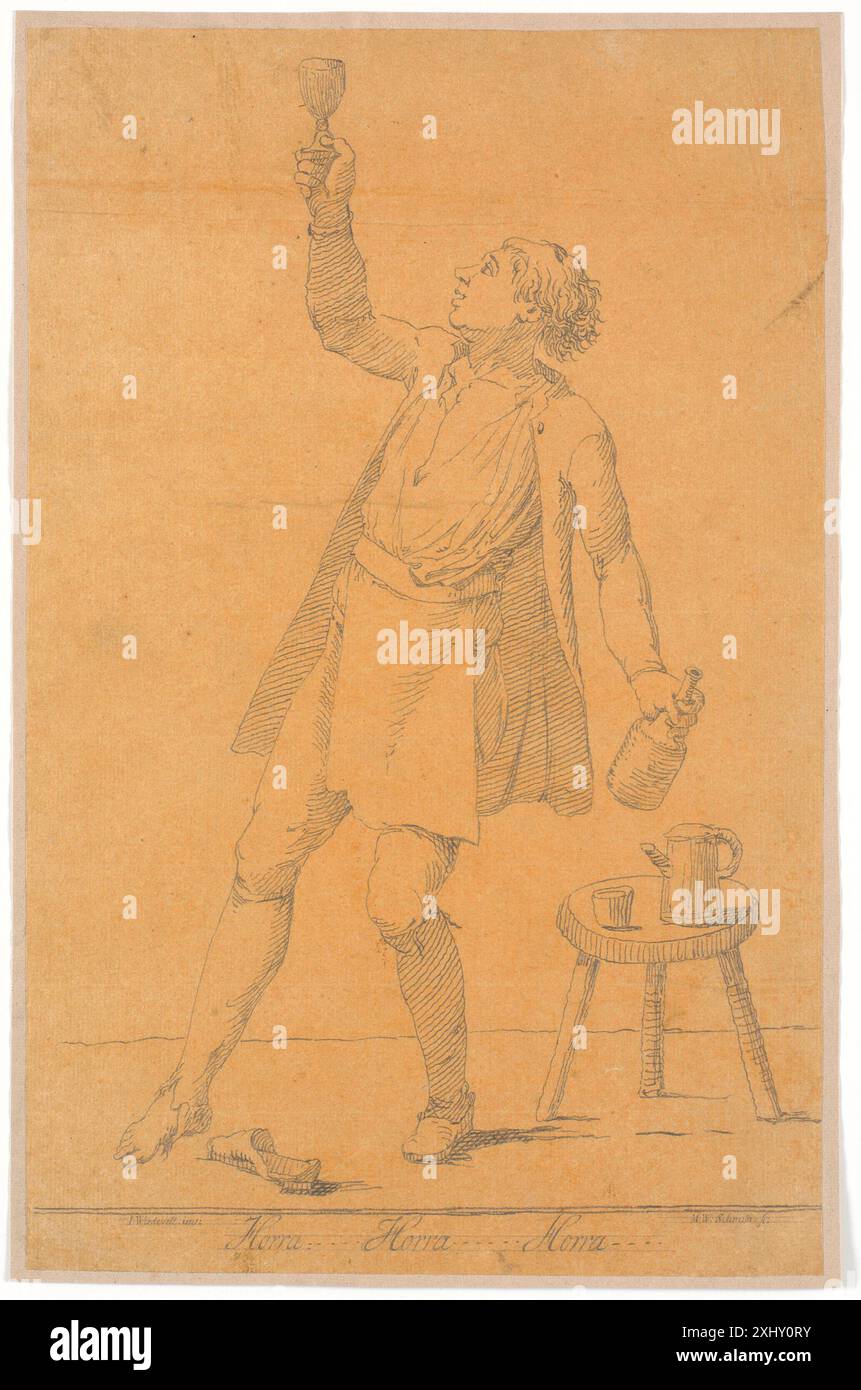 Drawing by Johannes Wiedewelt depicting a portrait of Jens Juel ...