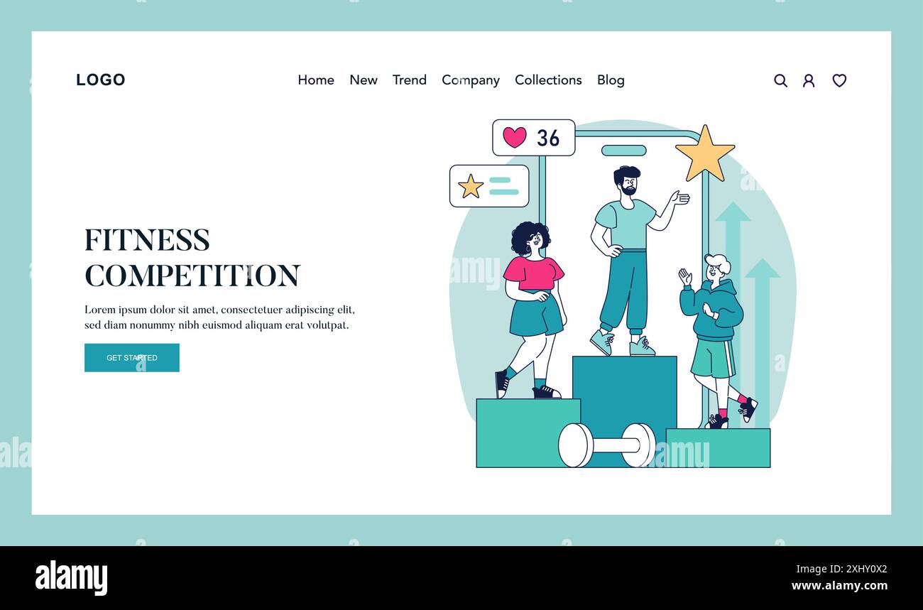 Health Gamification concept. Interactive fitness competition ...