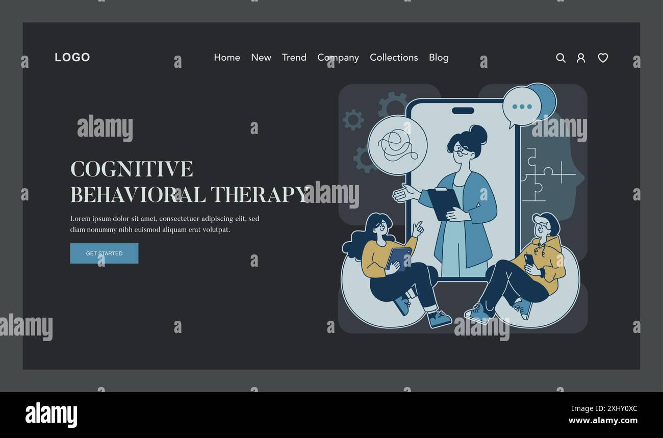Digital Cognitive Behavioral Therapy concept. Online psychologist ... Digital Cognitive Behavioral Therapy concept. Online psychologist ...