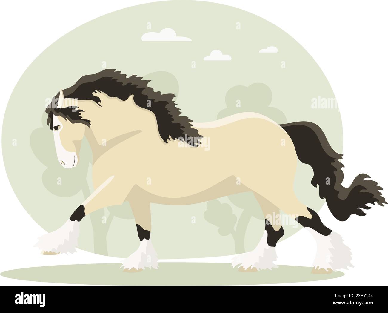 Galloping Tinker stallion, vector illustration Stock Vector Image & Art ...
