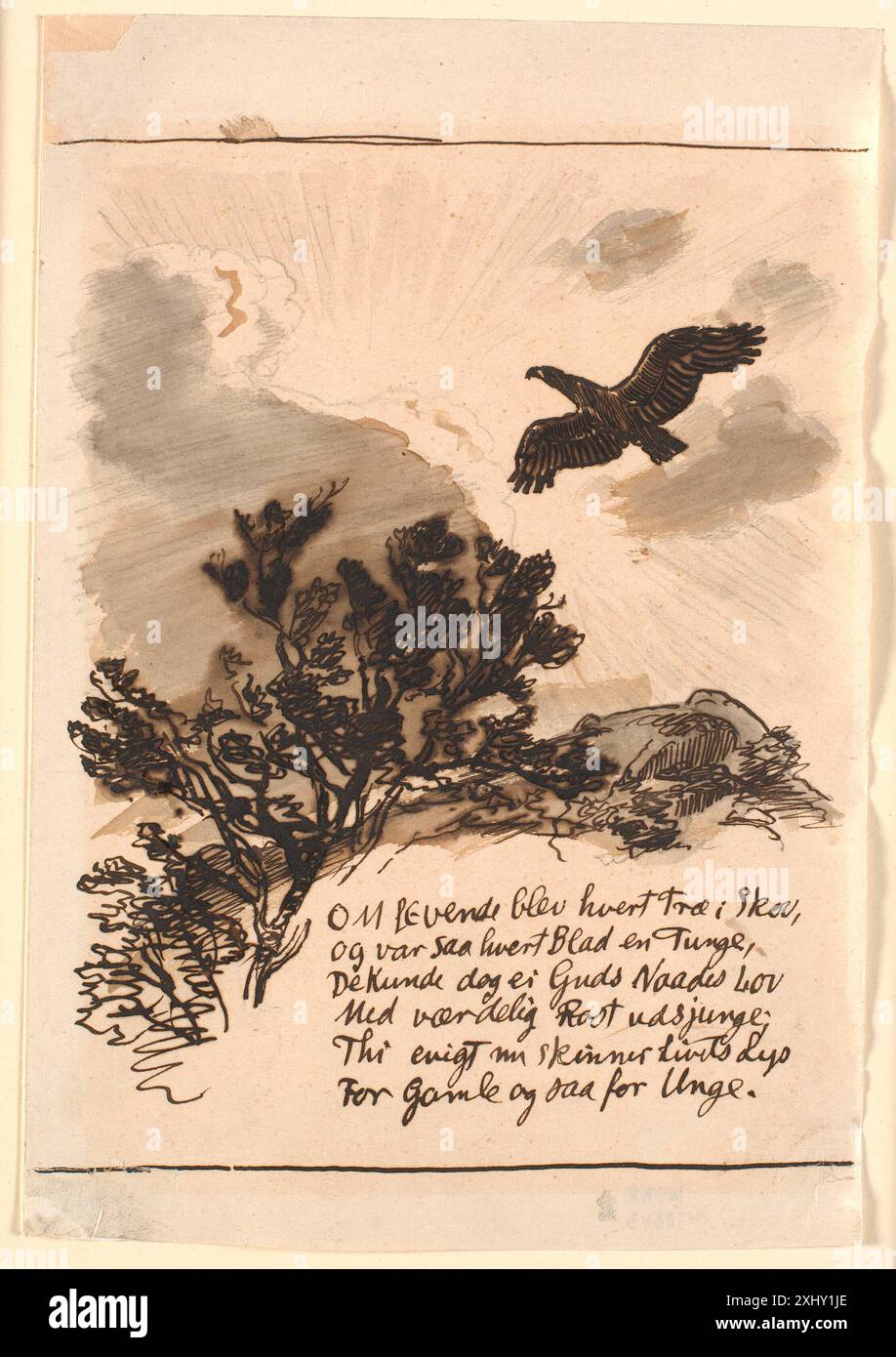 Drawing by Joakim Skovgaard showing a draft composition for 'Eagle ...
