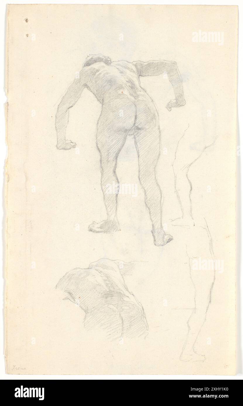 Drawing by Niels Skovgaard presenting a model study, showing human form ...