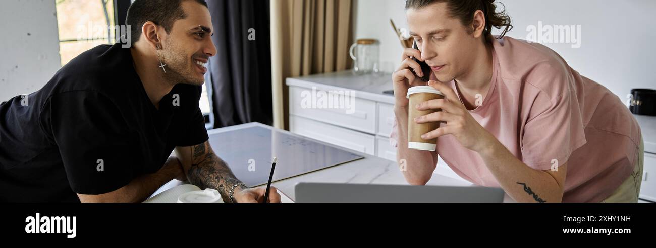 Young caucasian gay man working hi-res stock photography and images - Alamy