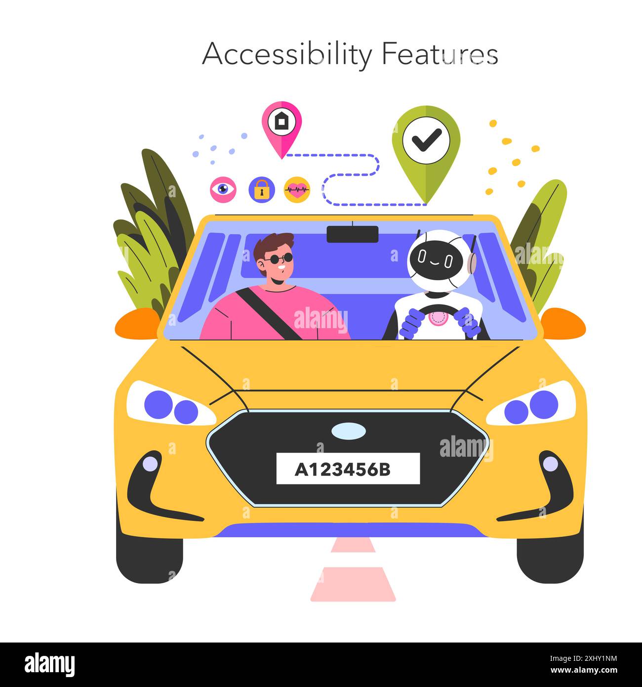 Accessible Transportation Concept With A Man And Robot Assistant In A