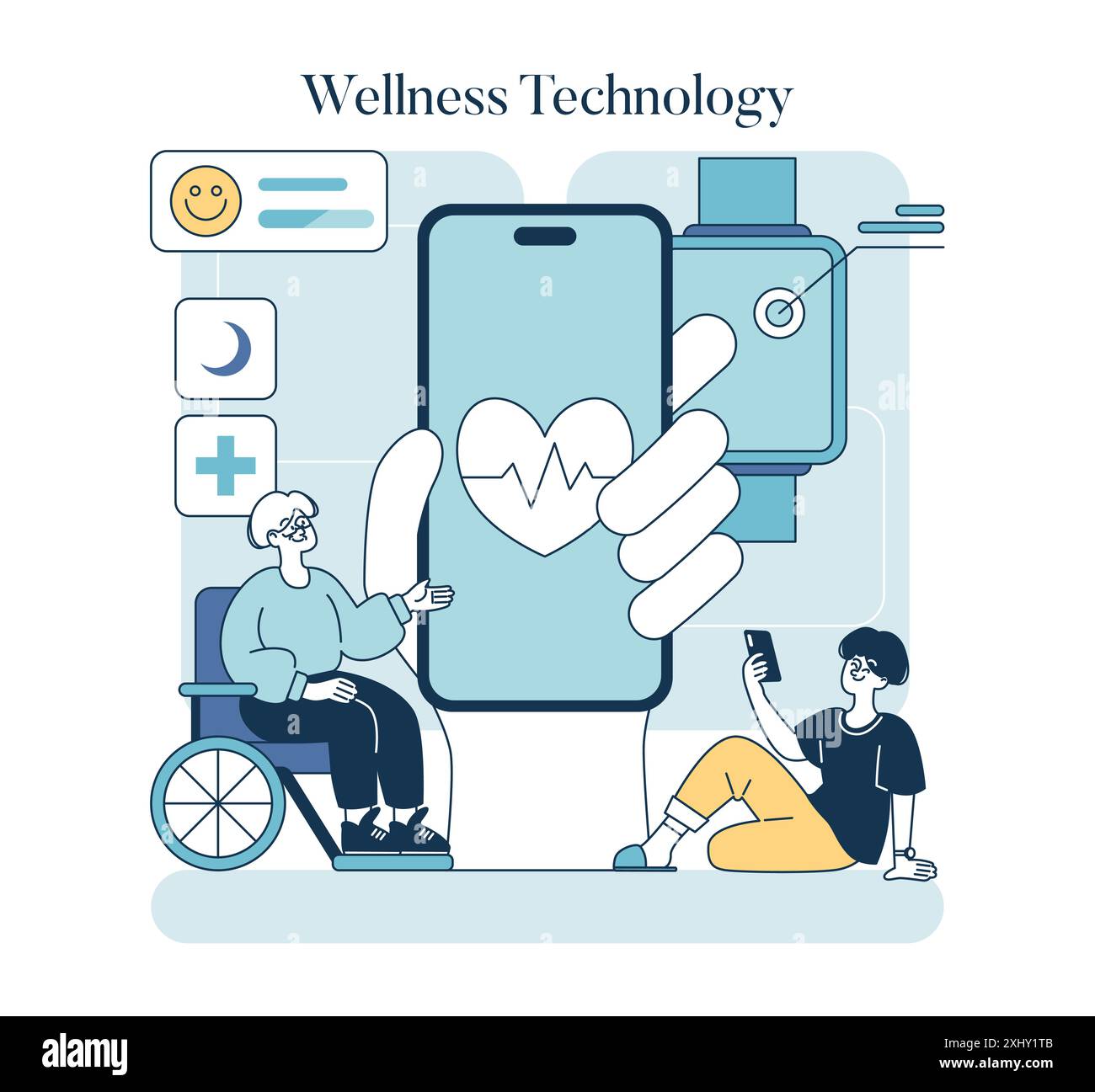 Wellness Technology concept. Digital health monitoring tools assisting ...
