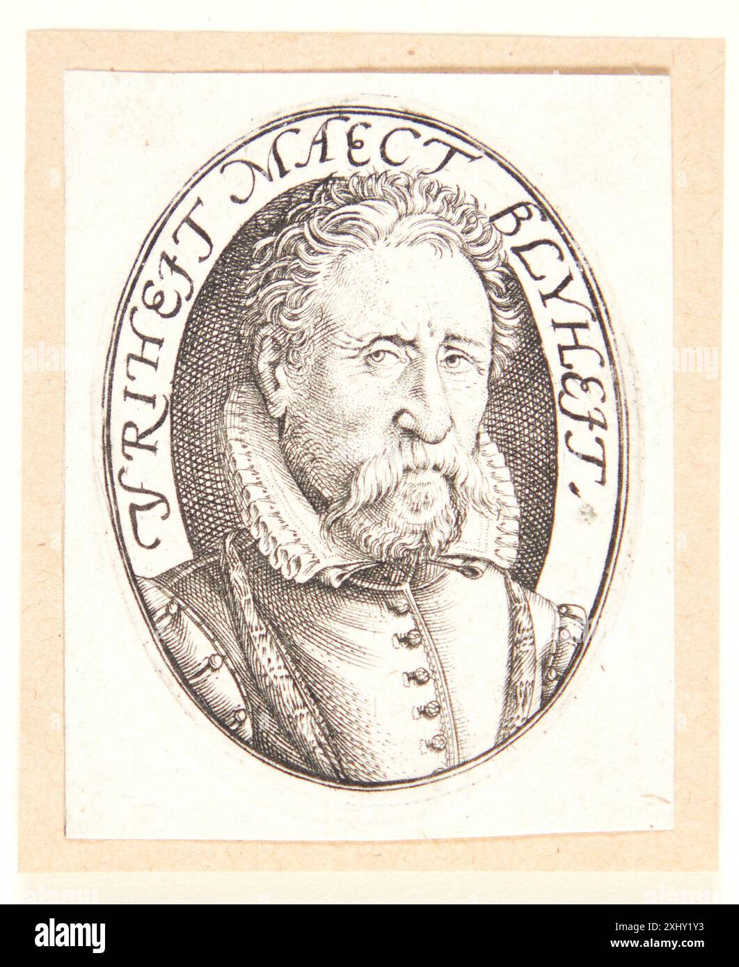 This copper engraving by Hendrick Goltzius depicts a man facing right ...