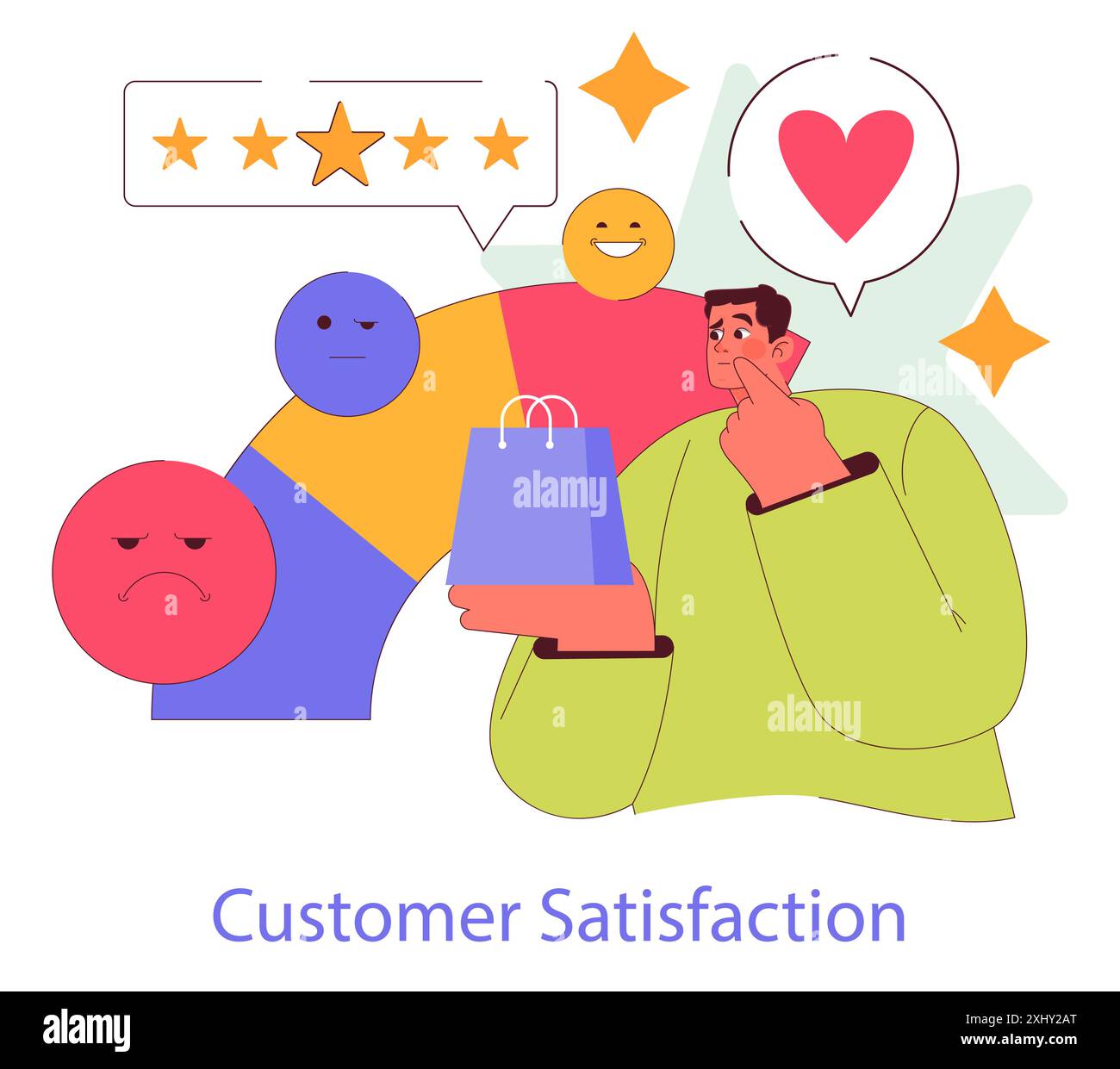 Brand Trust concept. Illustration reflects customer satisfaction with ...