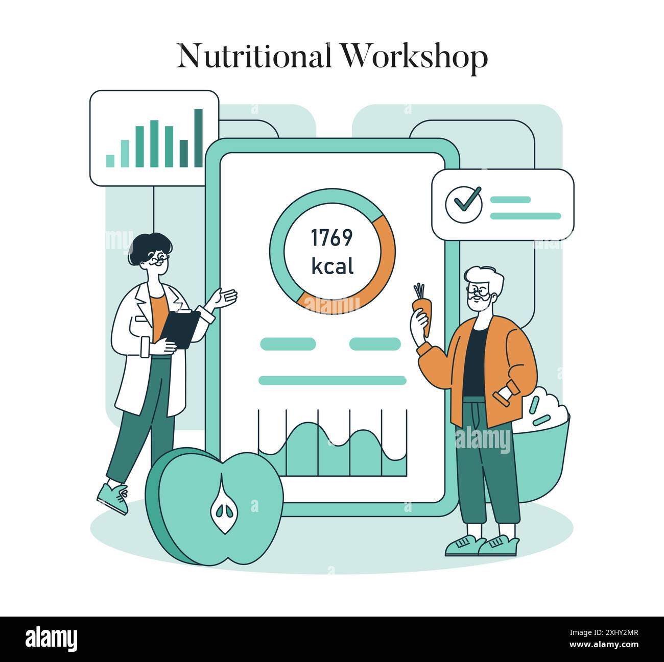 Healthy Eating Workshop concept. Illustration of a nutritionist ...