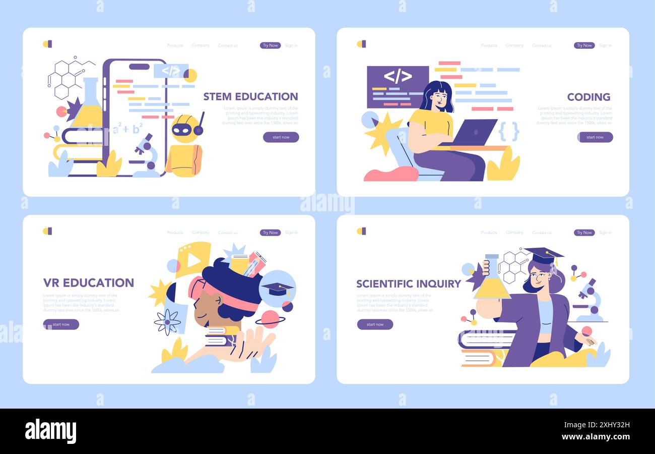 STEM education set. Engaging visuals representing technology and ... STEM education set. Engaging visuals representing technology and ...