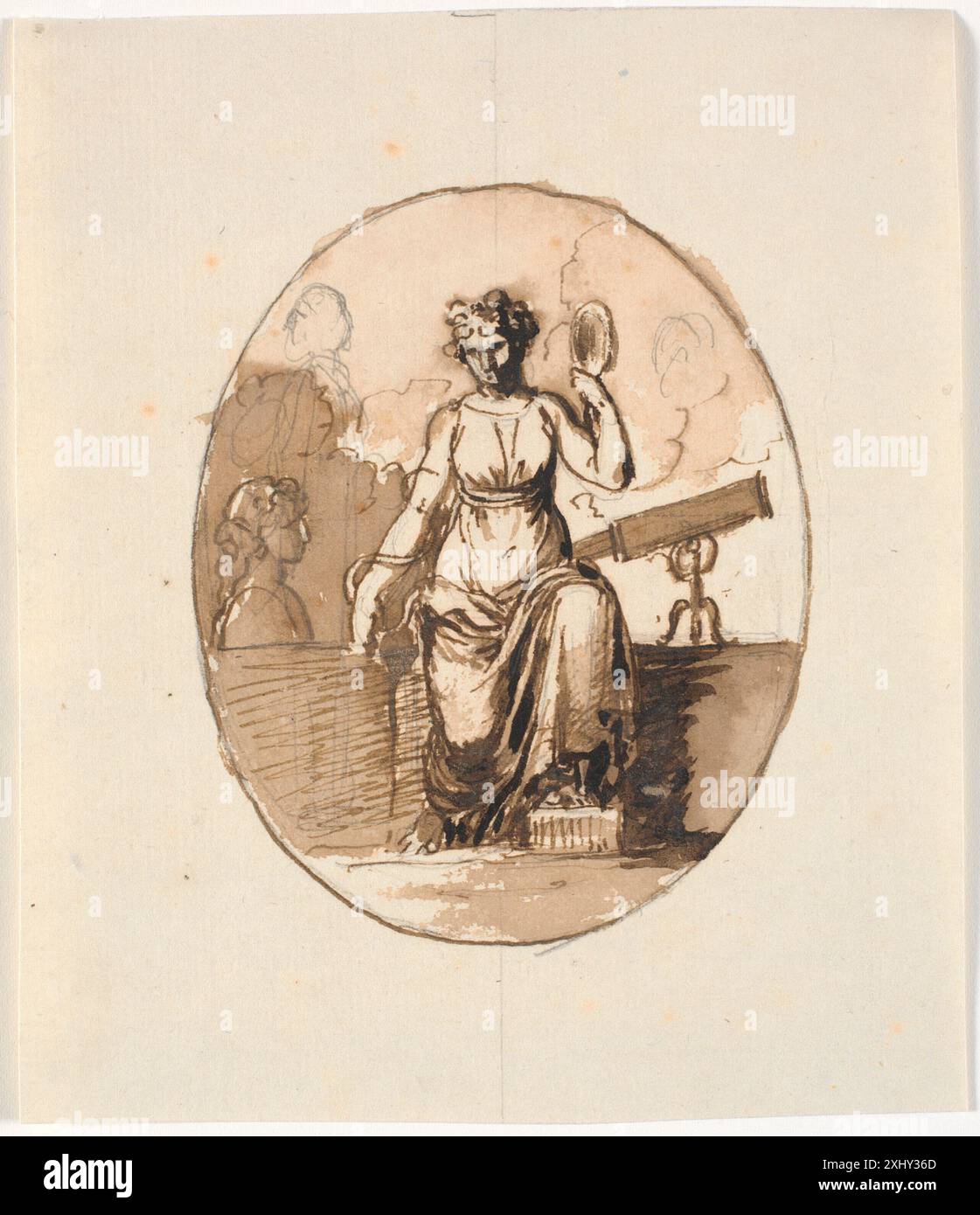 Drawing by Nicolai Abildgaard showing a seated female figure ...