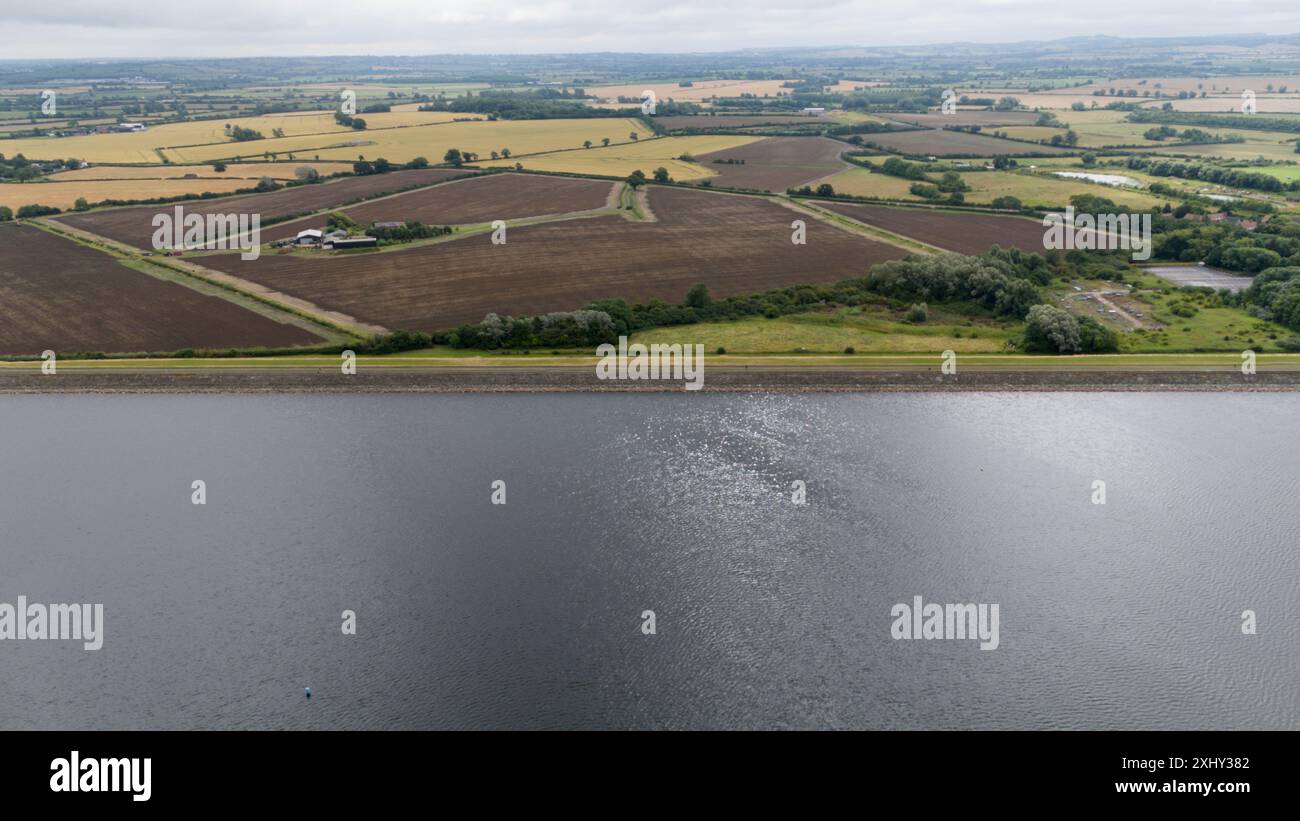 High water levels at a reservoir at Draycote Water in Rugby ...