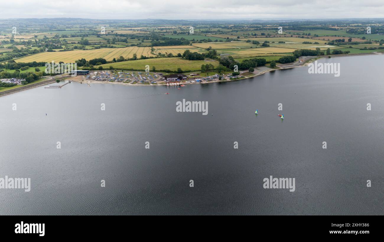 High water levels at a reservoir at Draycote Water in Rugby ...