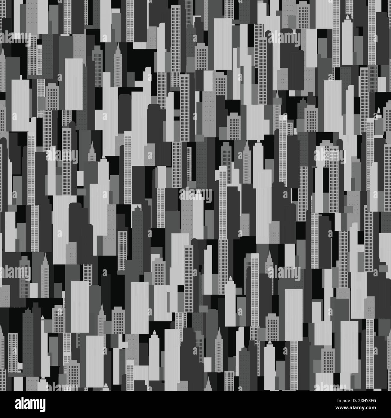 A seamless pattern of a city skyline in black and white Stock Vector ...