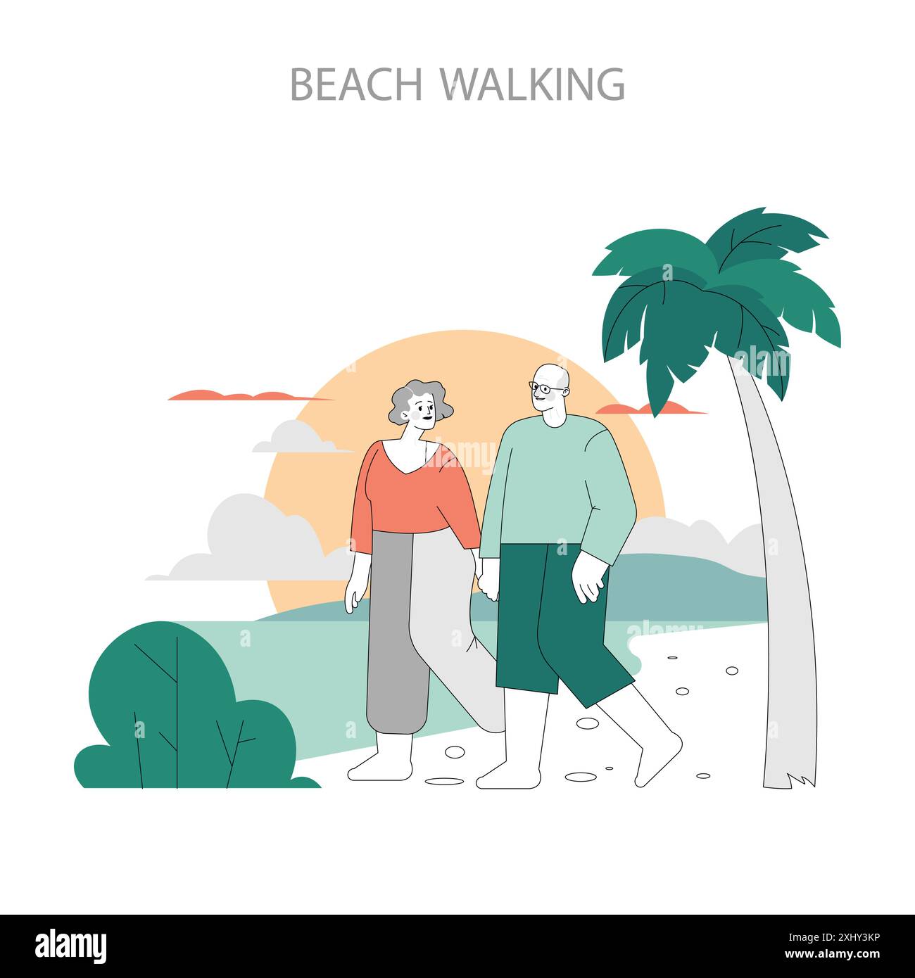 Enjoying a beach walk Stock Vector Images - Alamy