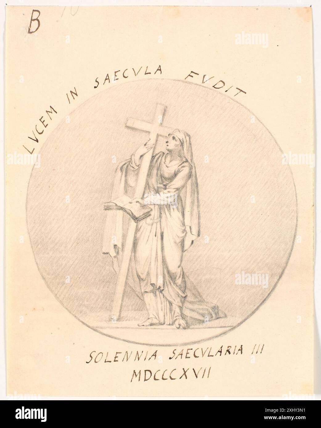 Drawing by C.A. Lorentzen showing a medallion with an allegorical ...