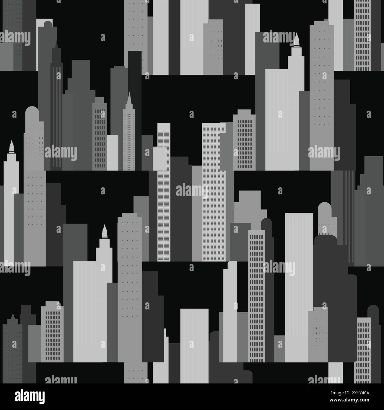 A seamless pattern of a city skyline in black and white Stock Vector ...