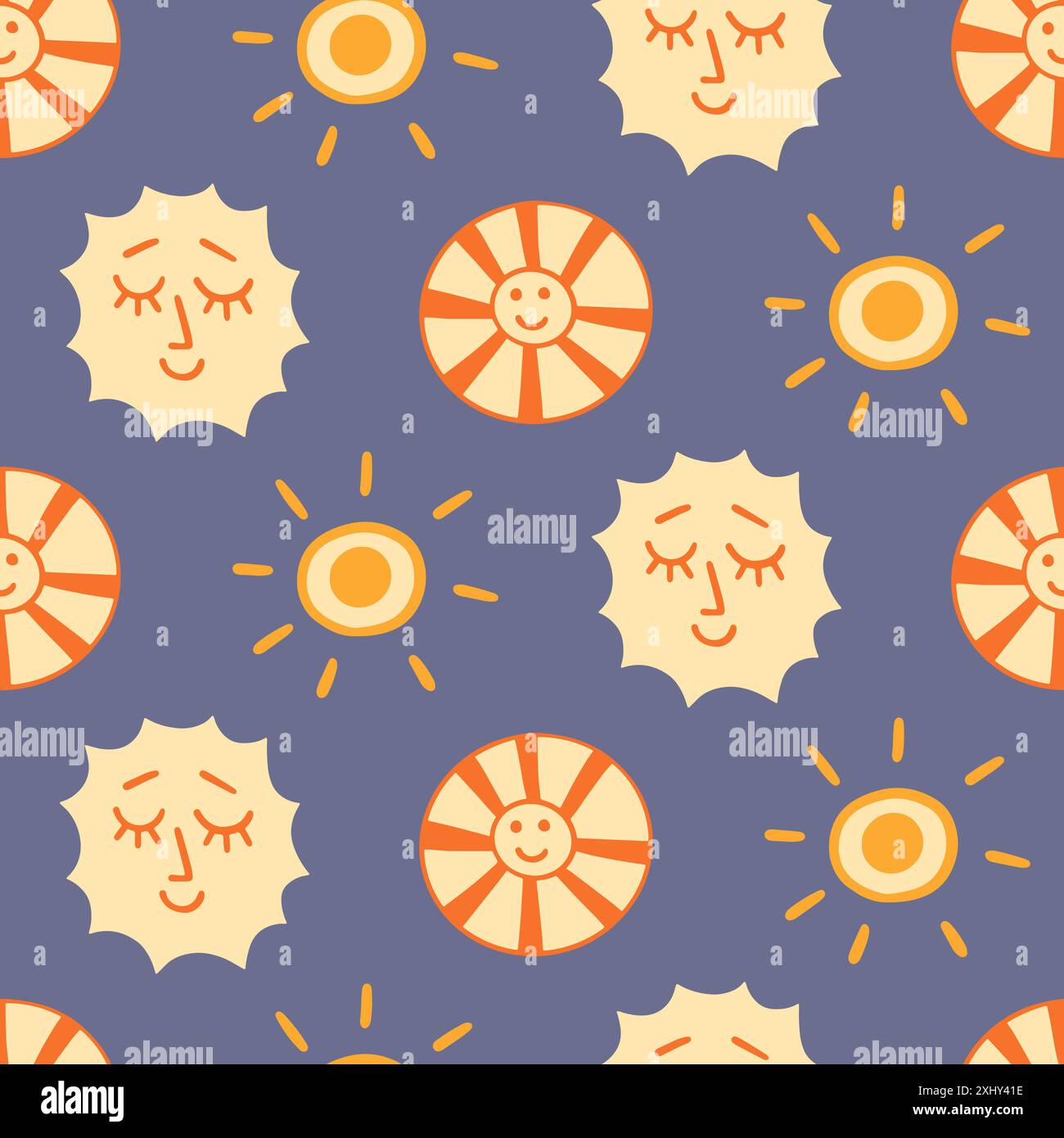 Celestial Sun Faces Fun Astrology Seamless pattern Stock Vector Image ...