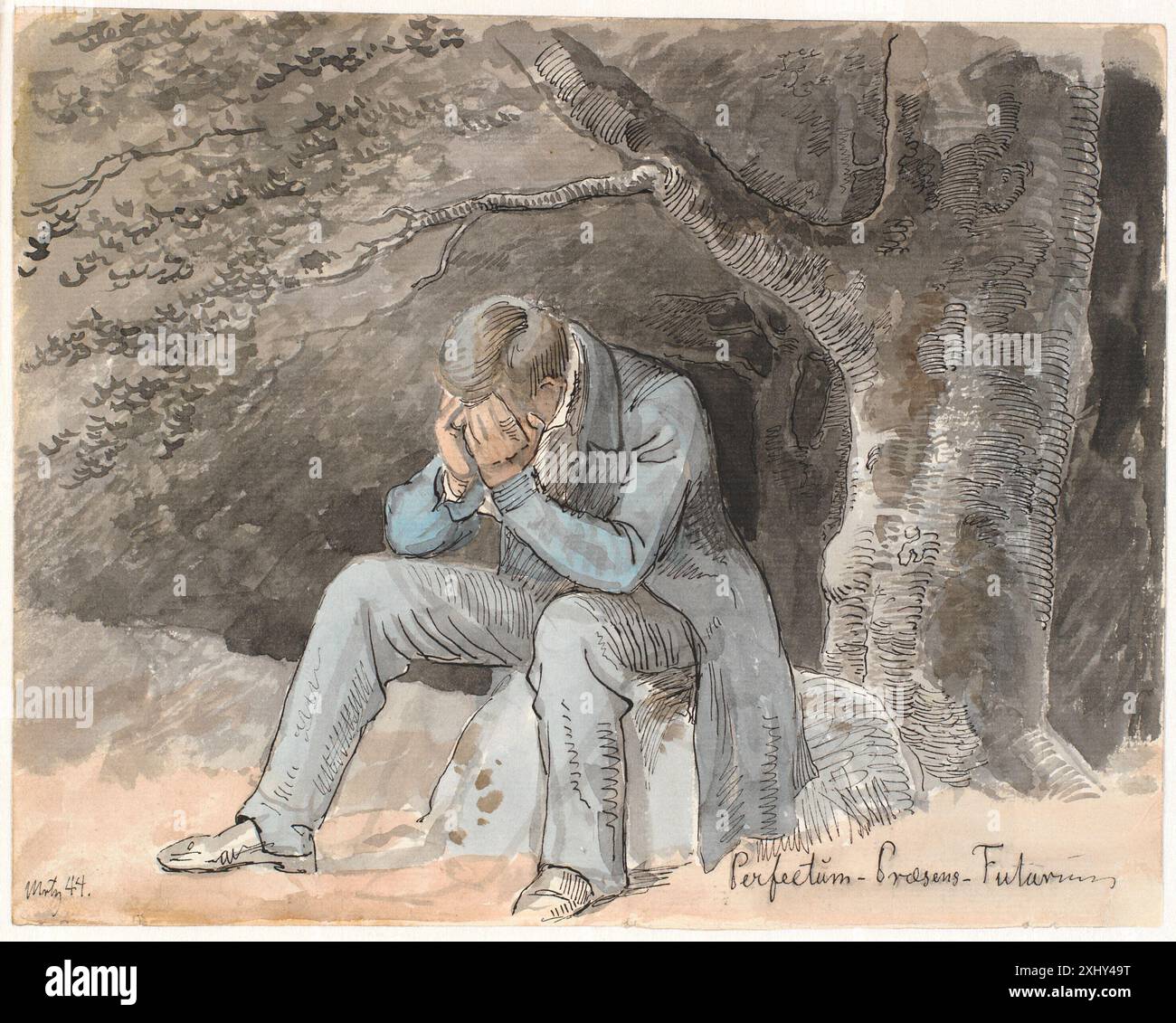 Man sitting under a tree drawing hi-res stock photography and images ...