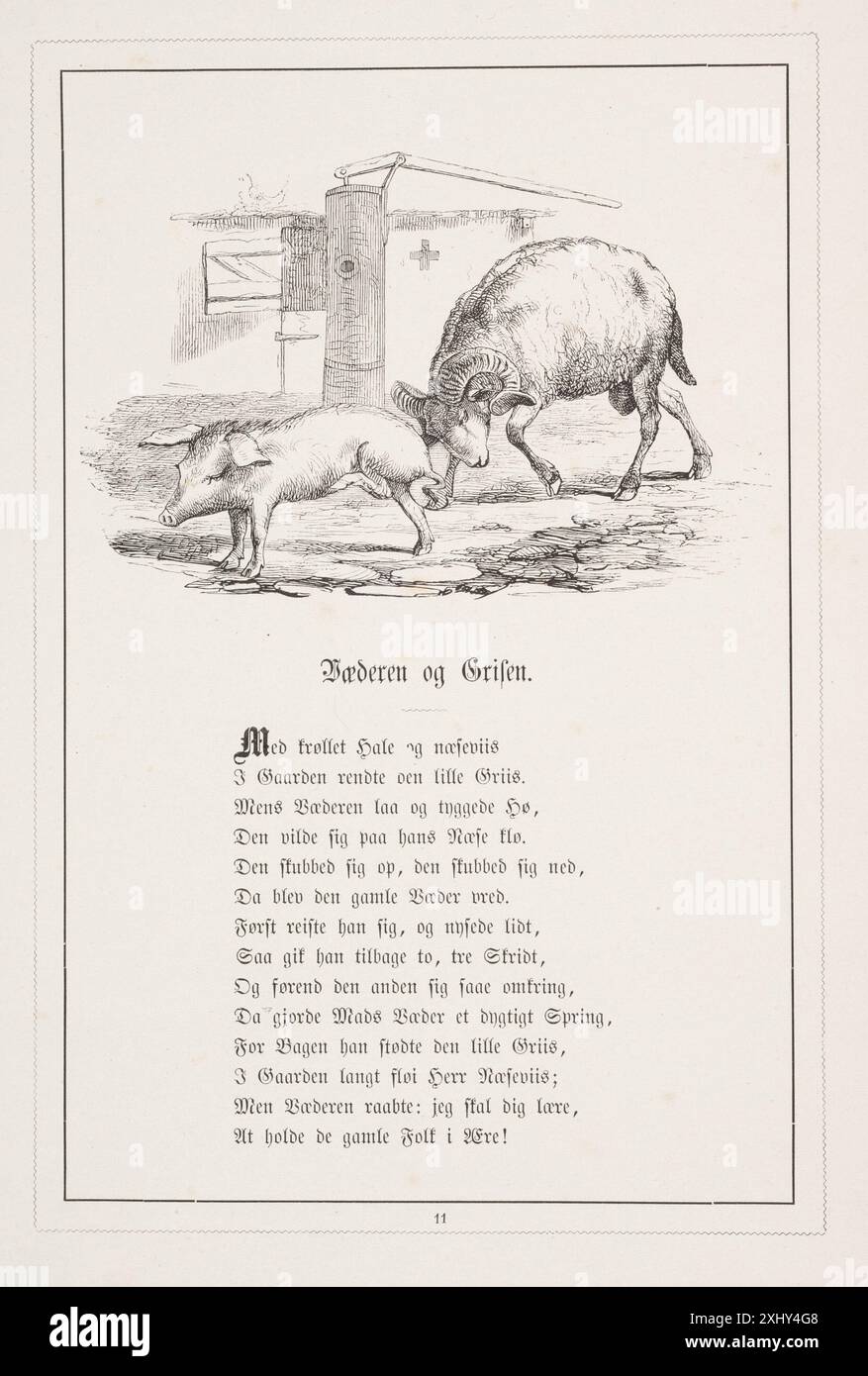 Aries and the pig. Illustration to H.V. Kaalund, “Fables for Children ...
