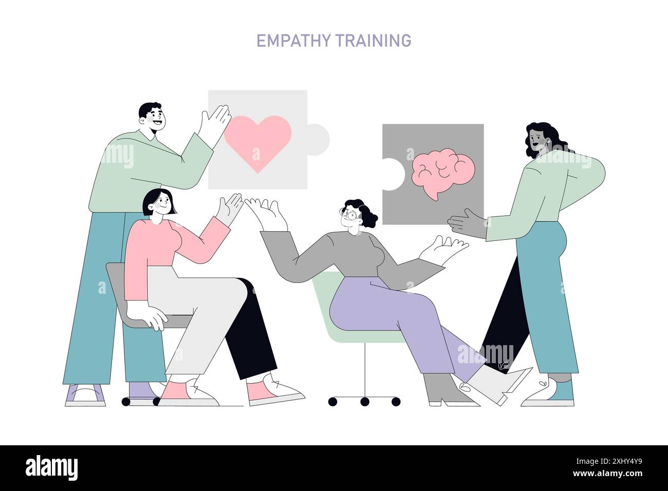Humanistic Psychology concept. Illustration of a group engaging in ...