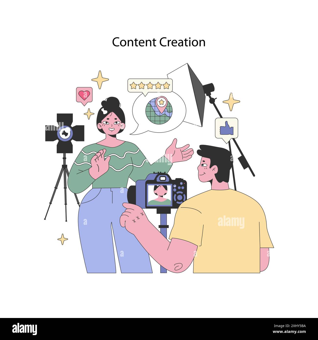 Social influencers engaging in content creation with camera equipment ...