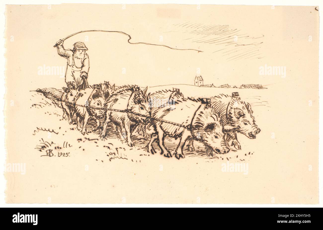 Line drawing farm realistic hi-res stock photography and images - Alamy