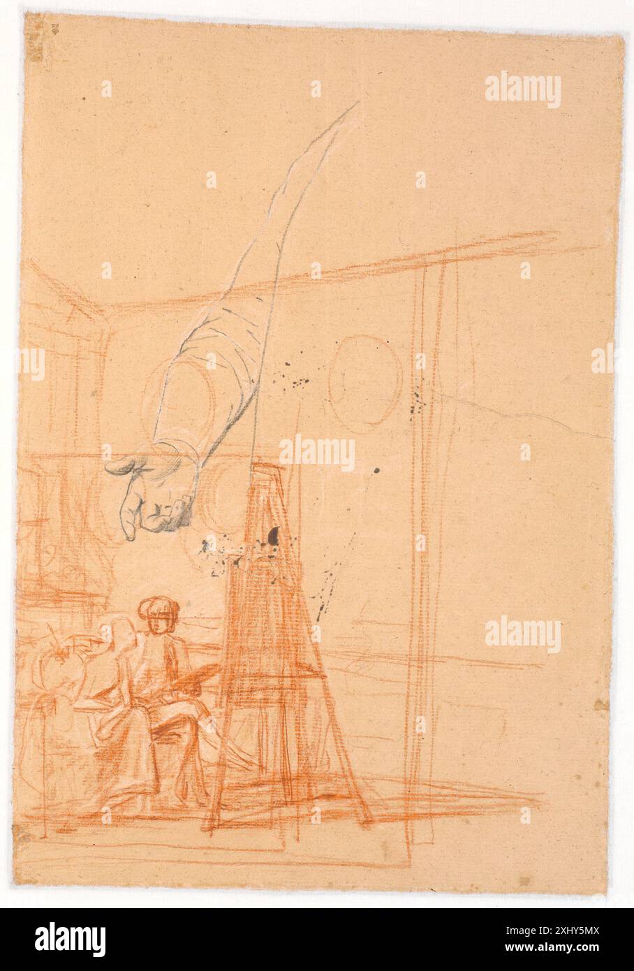 Drawing by Jens Juel showing a study of a man’s right arm and a ...
